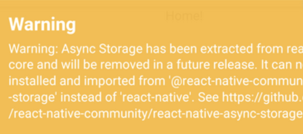 Warning: Async Storage has been extracted from react-native coreという警告 – ゆーじの技術ブログ